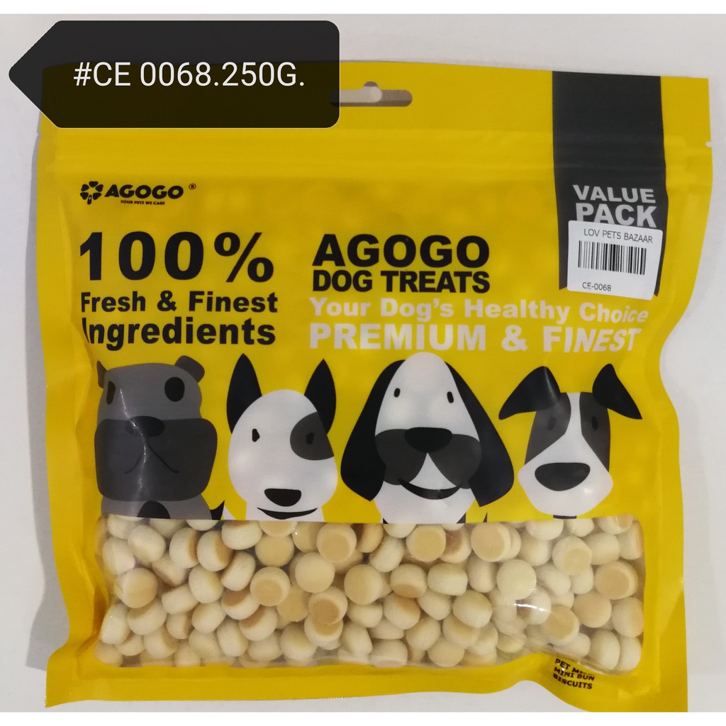 Agogo Dog Milky Mini Bun Biscuits Snack Food 250g [CE0068] | Shopee ...
