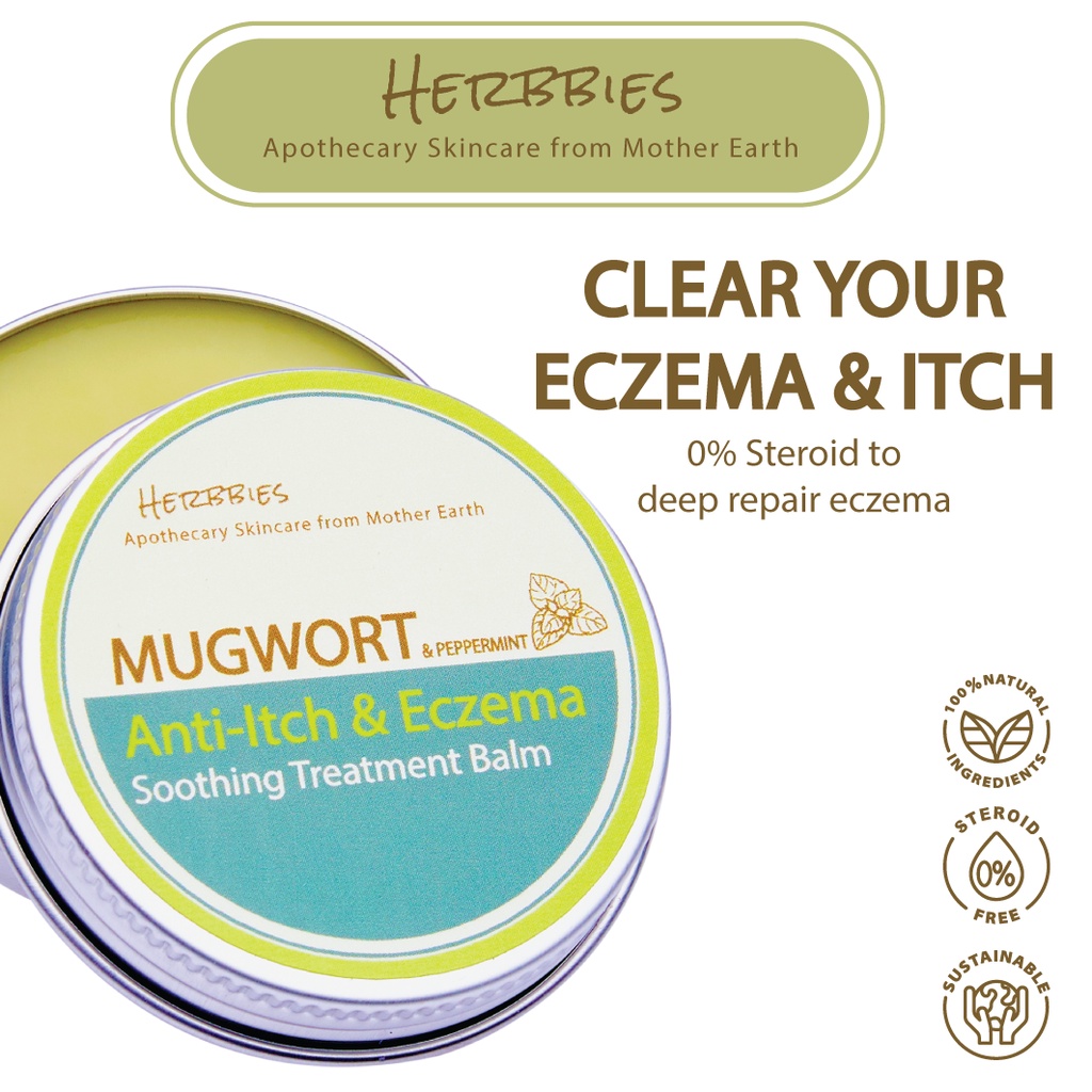【Eczema & Psoriasis】HERBBIES - Mugwort & Peppermint Eczema Soothing ...