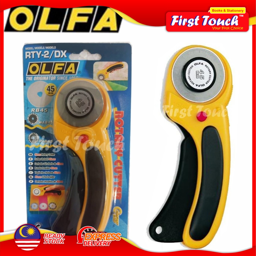 OLFA RTY-2/DX Ergonomic Rotary Cutter 45mm Sewing Craft Cutter Pisau ...