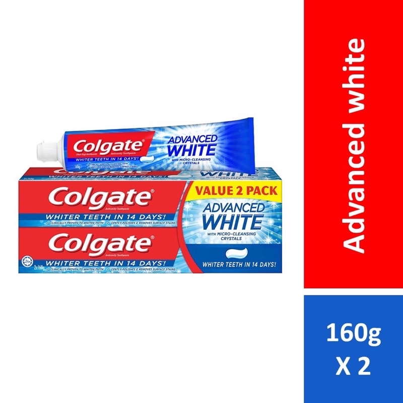Colgate Advanced White Whitening Toothpaste Valuepack 160g x 2 | Shopee ...