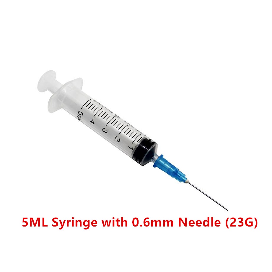 Disposable sterile SYRINGE / JARUM / PICAGARI 5ML LUER SLIP with 0.6mm needle ink injector pet ...
