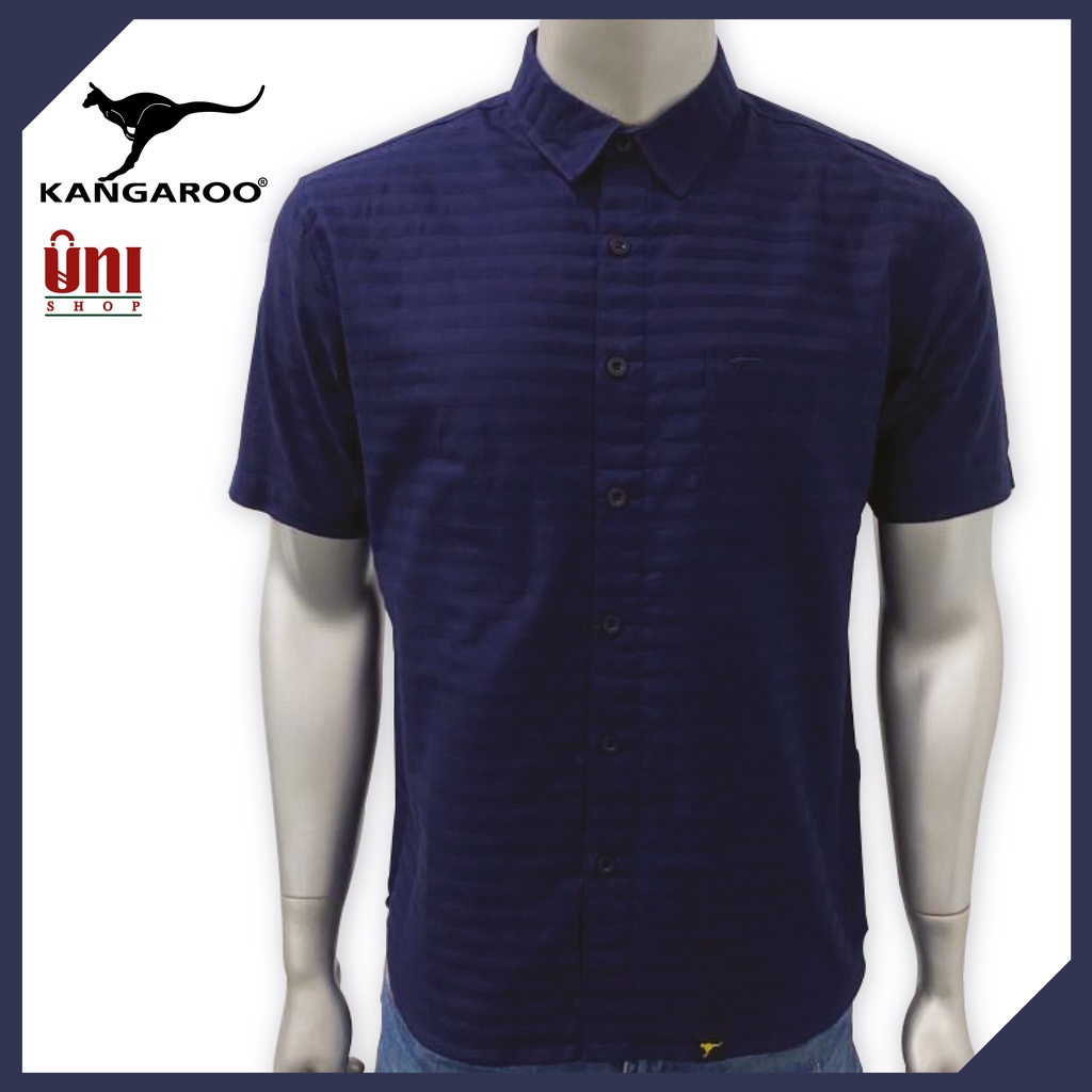 Kangaroo Men Collar Shirt KCSS-1303 (Green / Navy Blue) | Shopee Malaysia