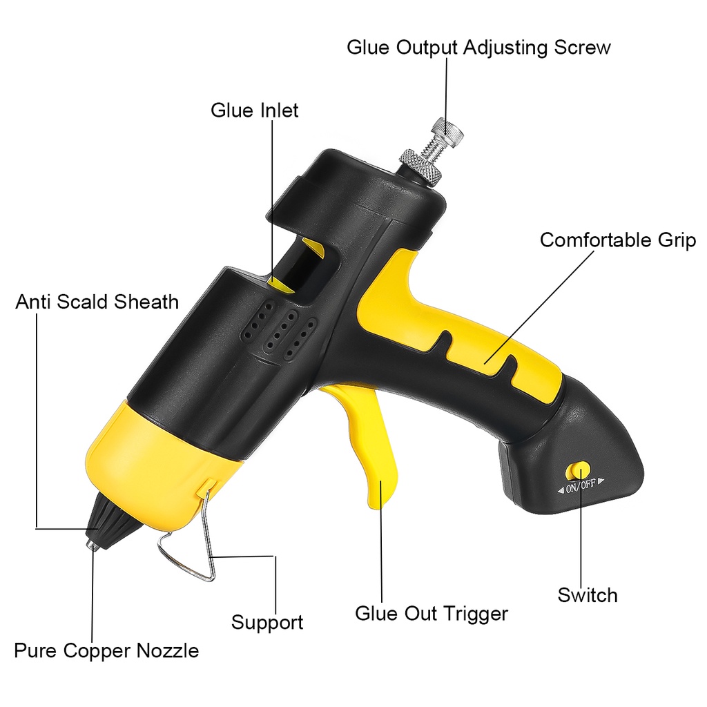 3.7V 580W Rechargeable Cordless Hot Melt Glue Guns 5000 mAh Lithium ...