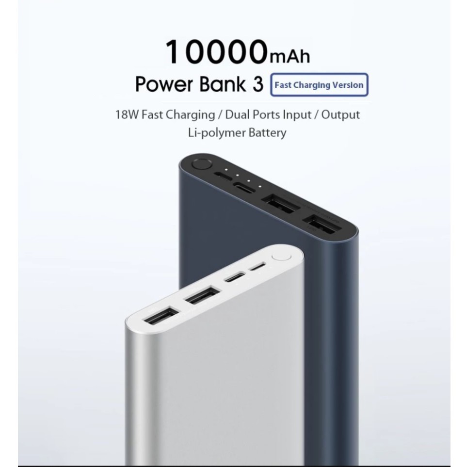 Mijia Portable Power Bank Powerbank 10000mah 3 Dual USB Quick Charge ...