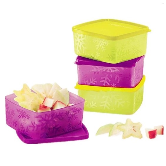 Tupperware Snowflake Square Round Set (4) 400ml 【Last Set】 | Shopee ...