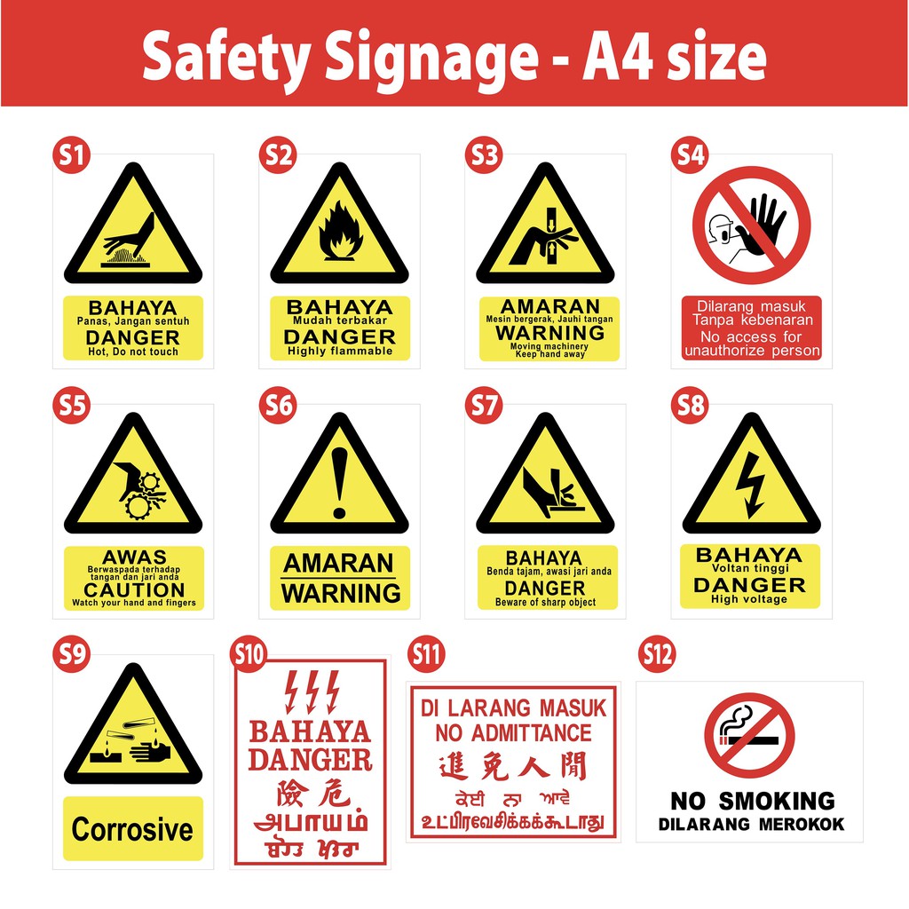 [Ready Stock] A4 Safety Signage with Colorbond Plate | Shopee Malaysia