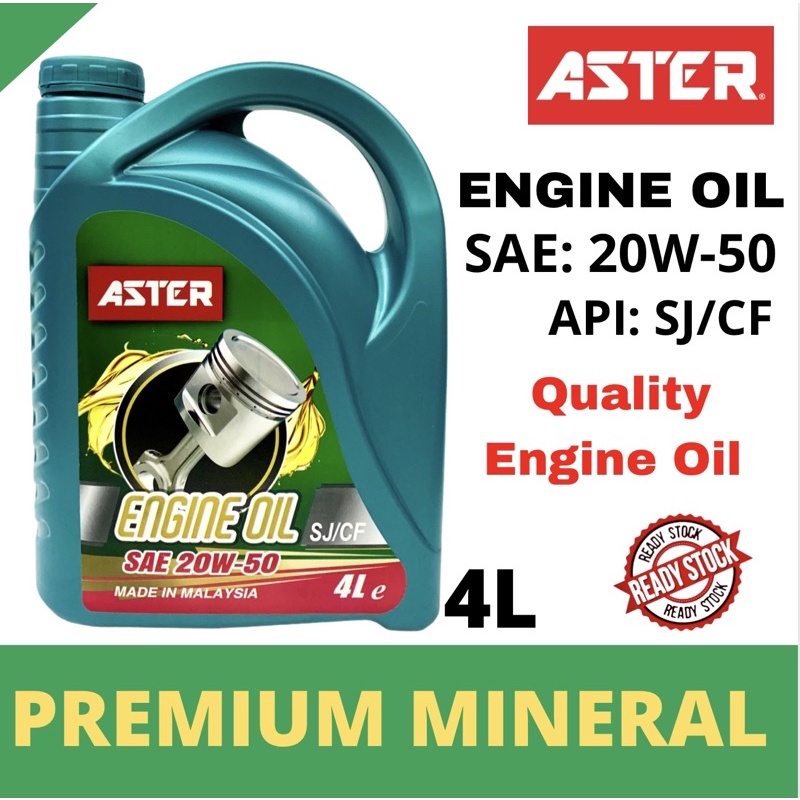 ASTER 20w-50 SJ/CF 4L Engine Oil Minyak Pelincir Minyak Hitam Kereta Proton Wira Saga Iswara ...