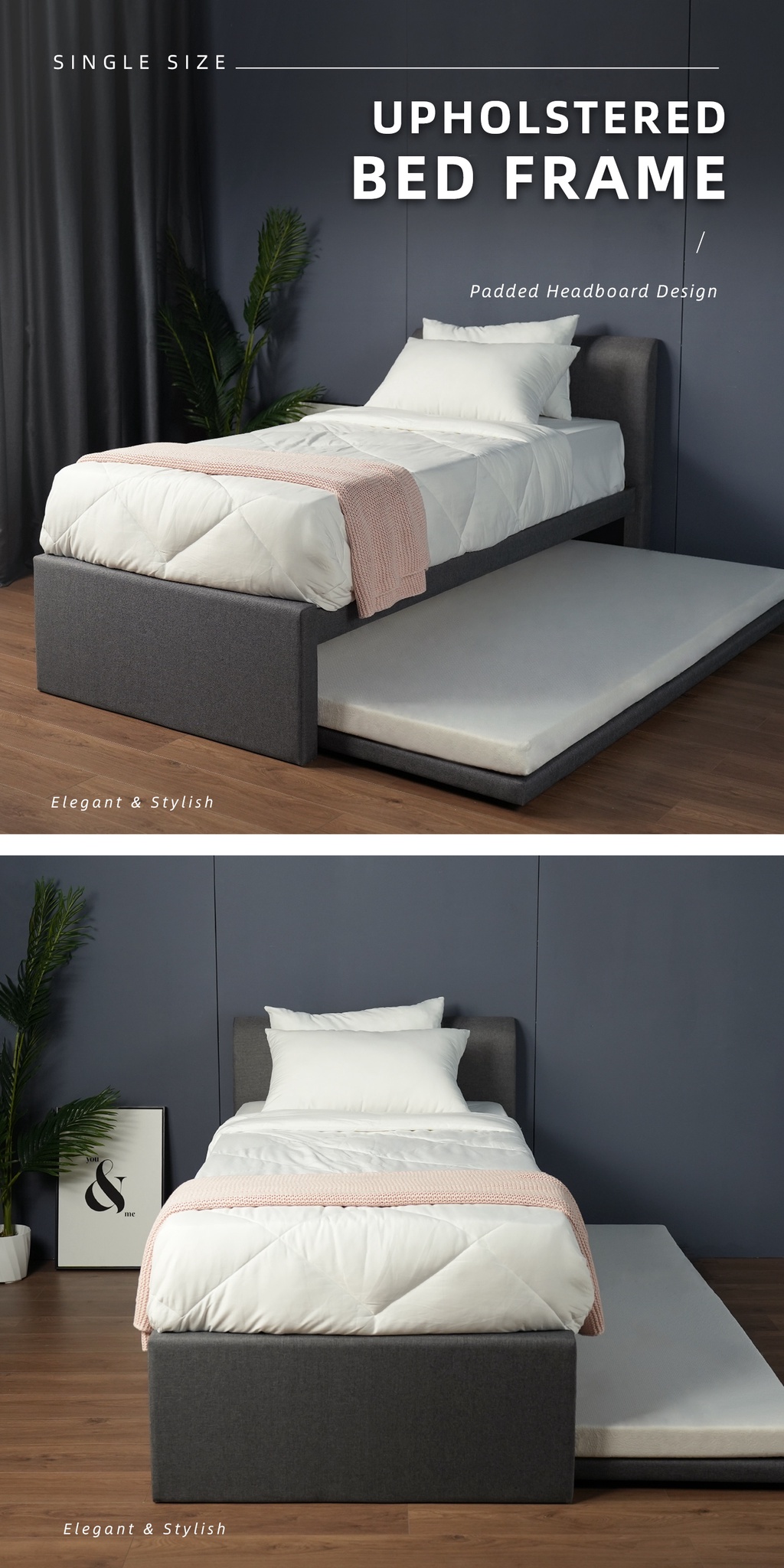 [FREE Shipping] Kitchenz Divan Single Size Linen Fabric Bed Frame Pull ...