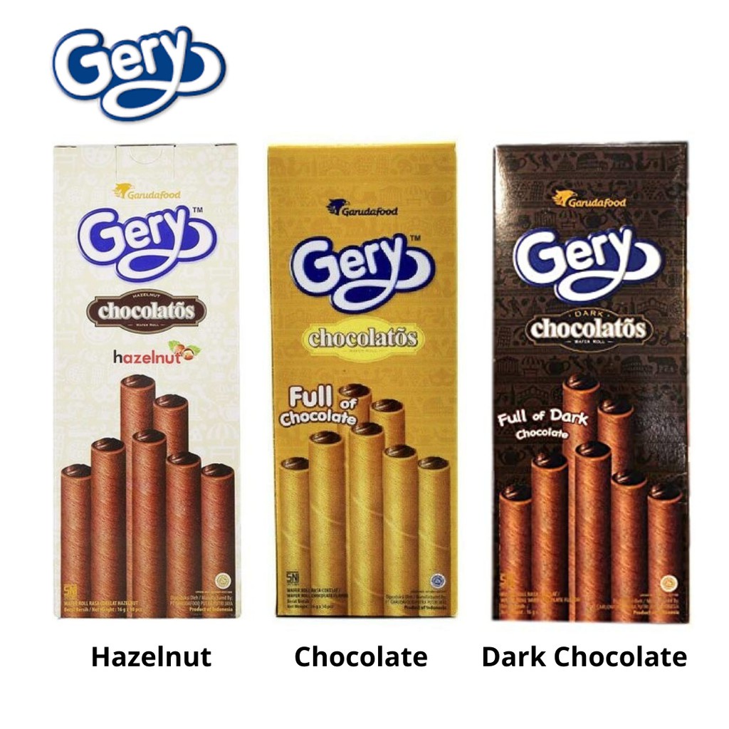 Gery Chocolatos Wafer Roll Chocolate / Hazelnut / Dark Chocolate (16G X ...