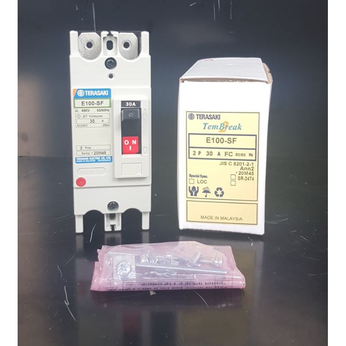 TERASAKI 2Poles MCCB 15-100A 15A 20A 30A 40A 50A 60A 75A 100A 10KA 25KA TEMBREAK 2 | Shopee Malaysia