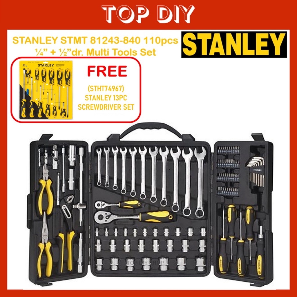 STANLEY STMT 81243-840 110pcs Stanley Tool Box Set Stanley Tool Set ...