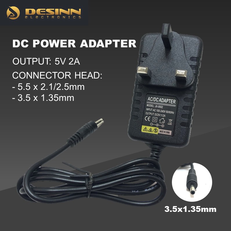DC 5V 2A Power Adapter 3 Pins Plug 3.5x1.35mm / 5.5x2.1mm / 5.5x2.5mm ...