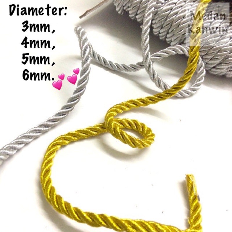 #RL216806 (meter) Tali Gold Silver Diameter 6mm Fancy Twist Cord @ 3 ...