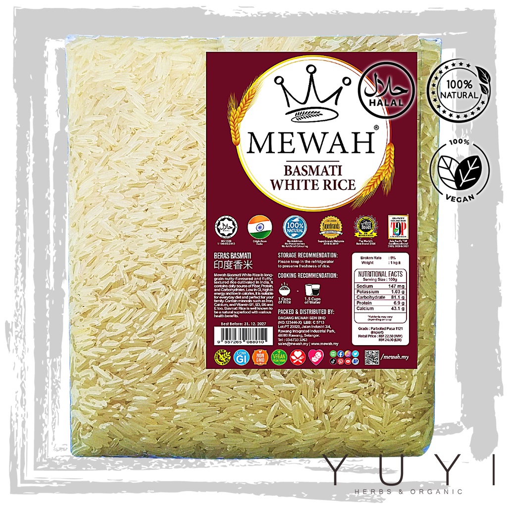 【Mewah】Basmati White Rice - 1kg | Shopee Malaysia