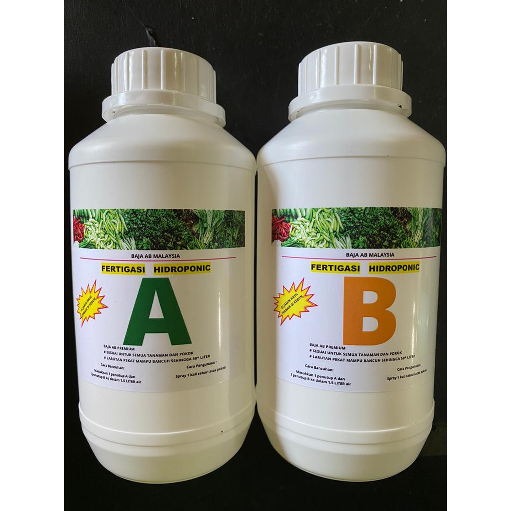 Baja AB ( Fertigasi / Hidroponik / Foliar ) 500ml x 2 botol | Shopee ...