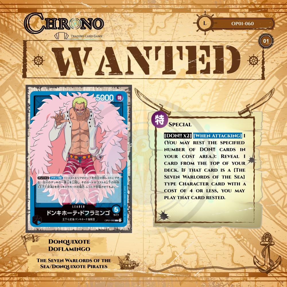 OP01-060 | Donquixote Doflamingo | Leader | One Piece TCG Single | Chrono TCG | Romance Dawn ...