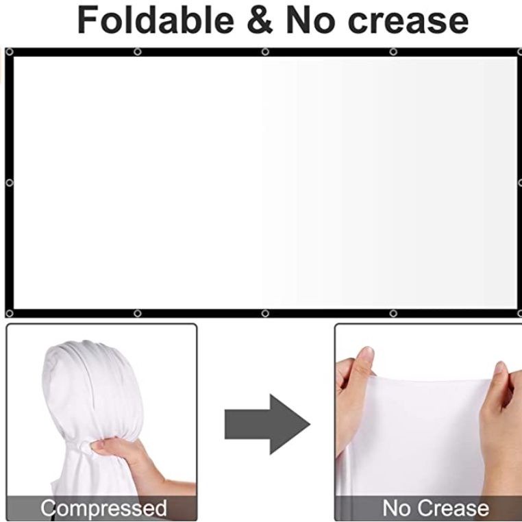 Projector Screen 100 inch, DURABLE Small Projection Movie Screen ...