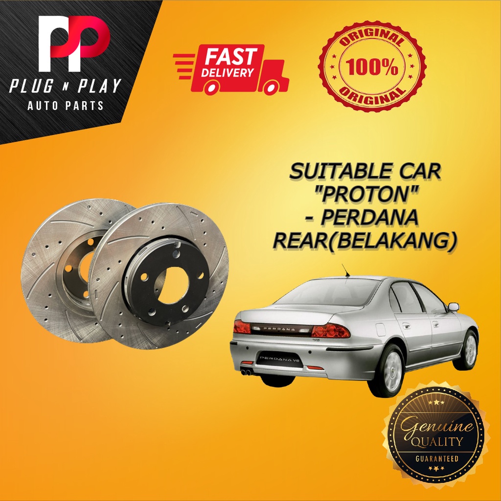 PROTON PERDANA REAR (RW) (BELAKANG) QUESTA DISC ROTOR SPORT SLOTTED ...