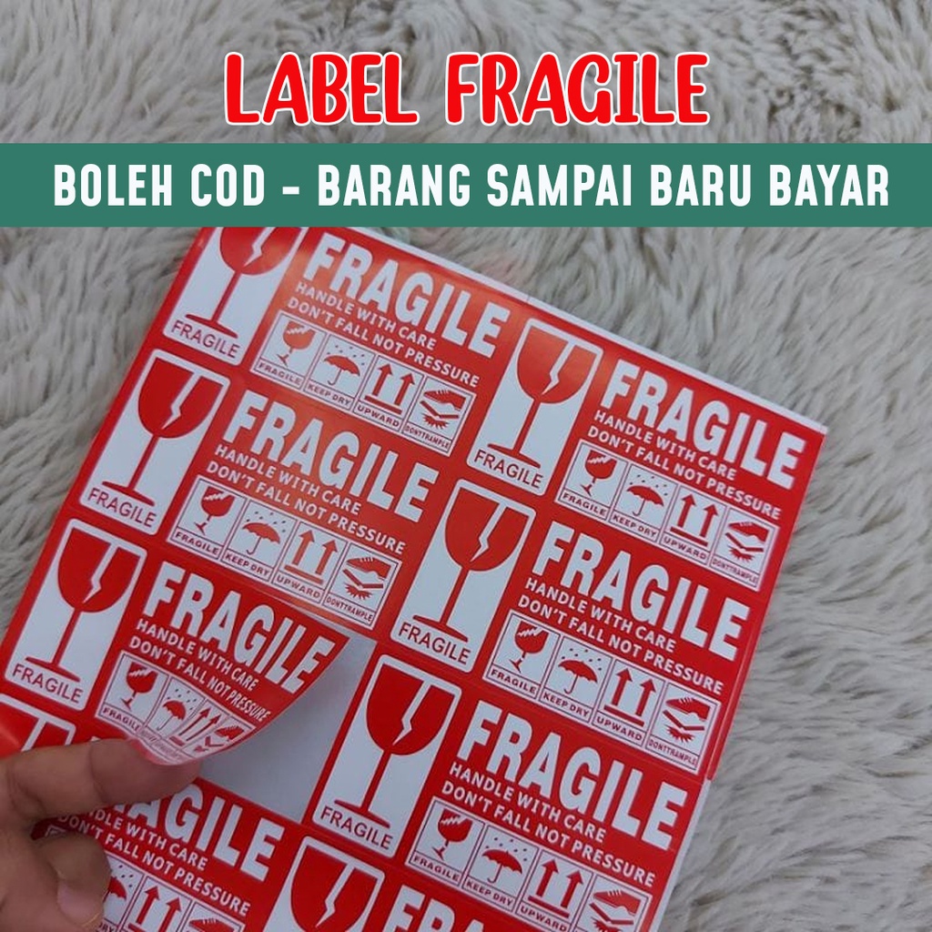 Sticker Fragile/Mudah Pecah Sticker Cabut Dan Tampal Je 12pcs/set ...