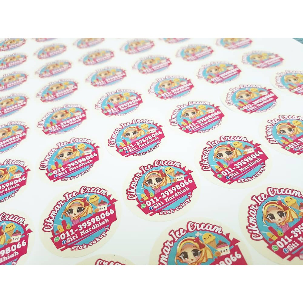 STICKER AISKRIM 3CM/4CM/5CM STICKER LABEL >>FREE DESIGN
