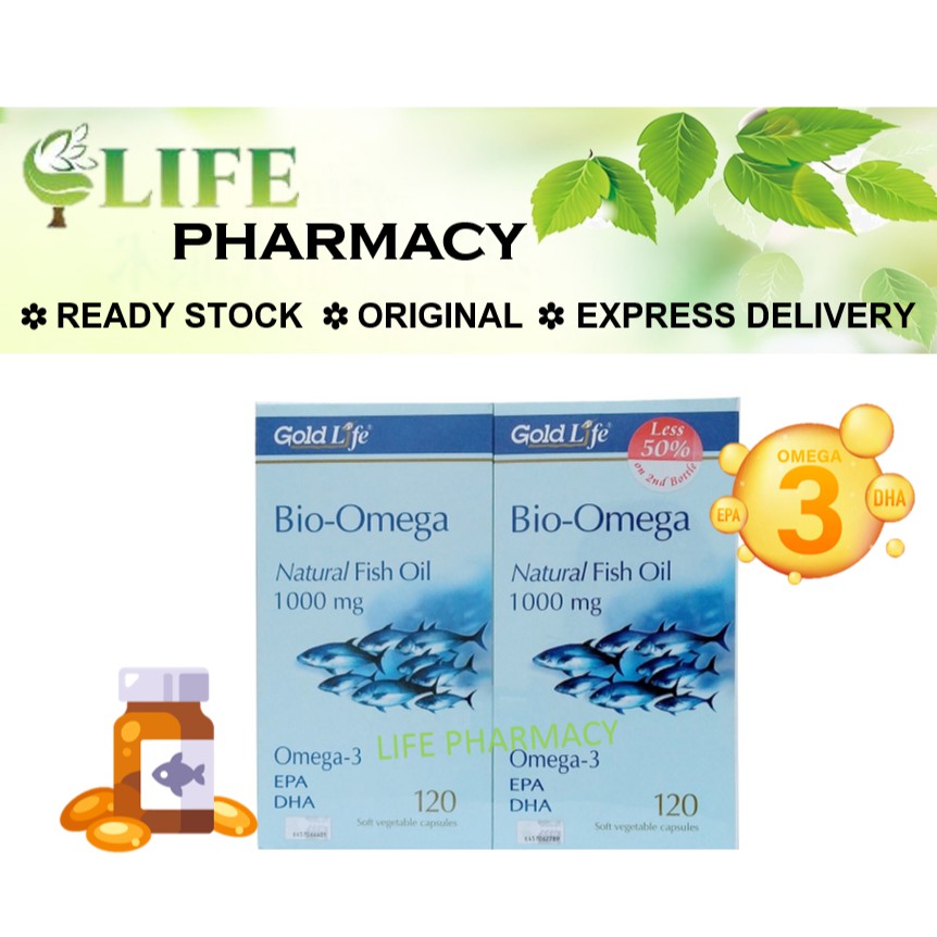 Goldlife Bio-Omega Natural Fish Oil 1000mg Soft vegecaps 120's/120's ...