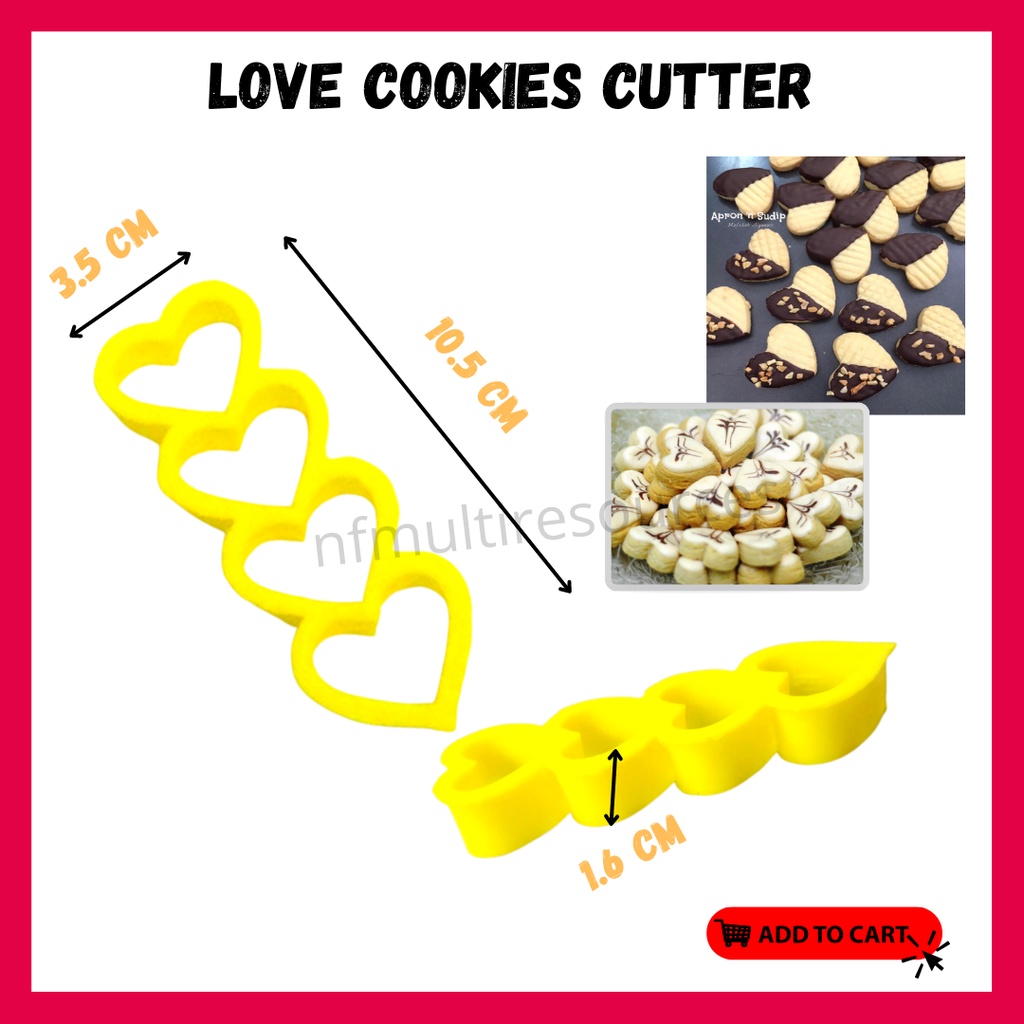 Cutter Cookies Penekap Biskut Bulan Sabit Love Plastik Rectangle ...