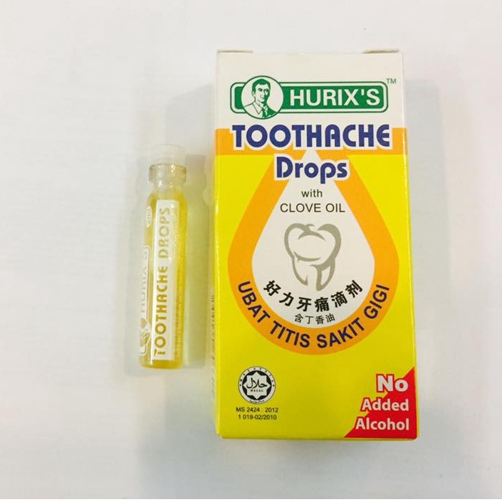 HURIX'S TOOTHACHE DROPS WITH CLOVE OIL 2ml 好力牙痛滴剂 UBAT TITIS SAKIT GIGI ...