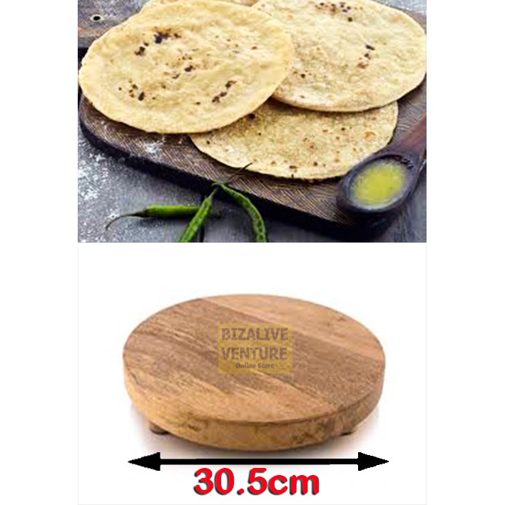Wooden Chapati Board | D30.5cm x H2cm | India Chapati Board | Papan ...
