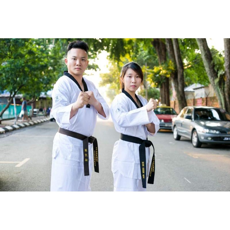 [Approved Malaysia Brand] Heros Malaysia Taekwondo Uniform Dobok Black Poom White Collar 道服 跆拳道 ...