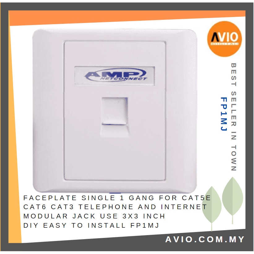 Faceplate Single 1 Gang for Cat5e Cat6 Cat3 Telephone and Internet ...