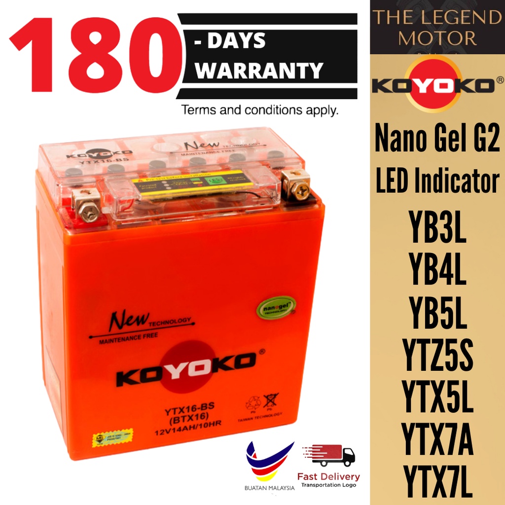 Koyoko Gel Battery New Technology Bateri Motorcycles YTZ5 YB3L YB4L ...