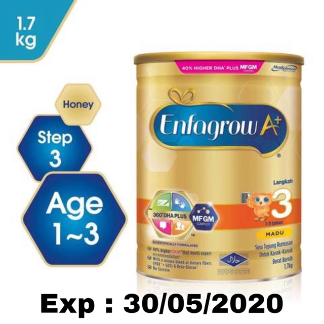 Enfagrow A+ Step 3 Madu 1.7kg Exp: 30/05/2020 | Shopee Malaysia