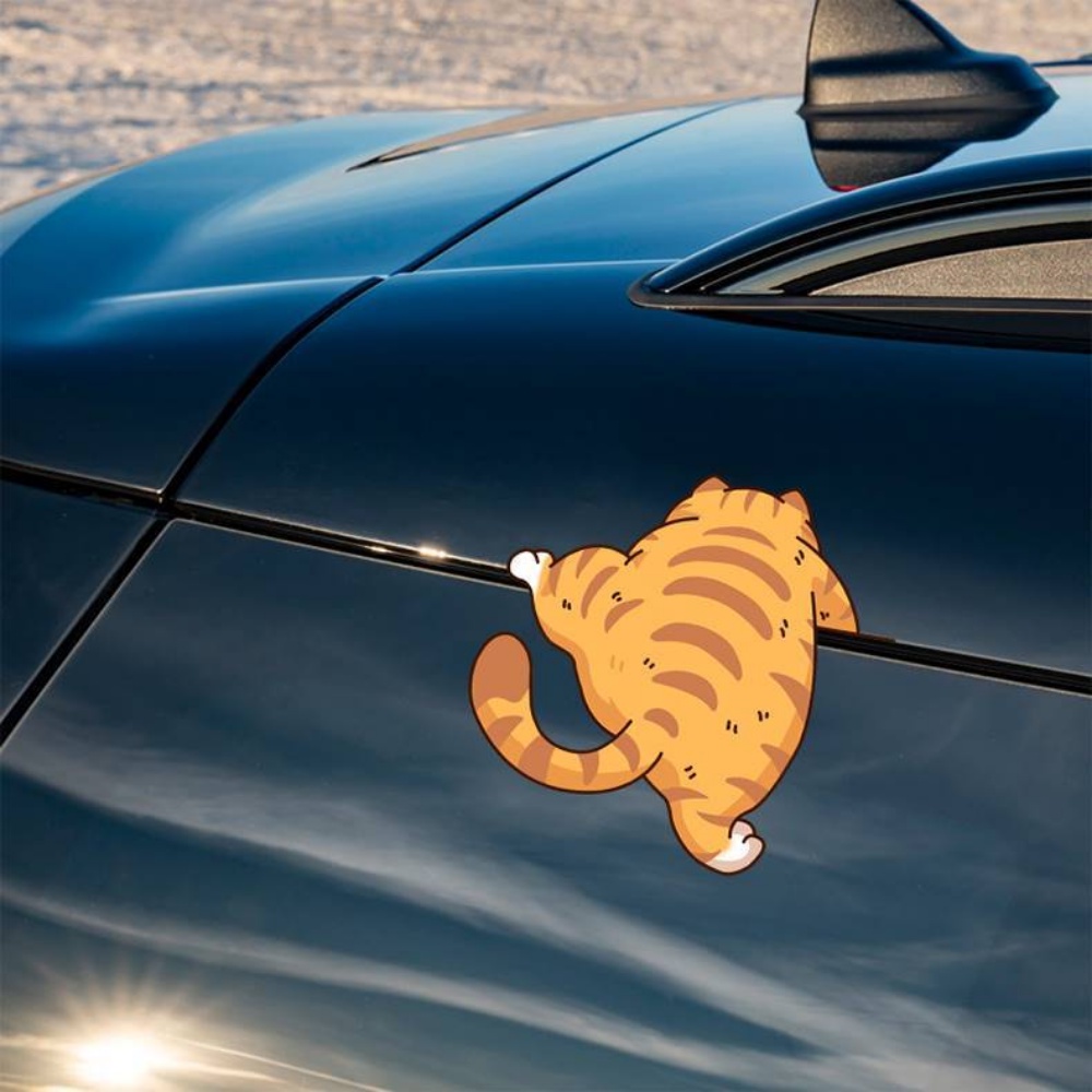 Pet Cat Car Sticker Cartoon Funny Cat Scratches Reflective Waterproof ...