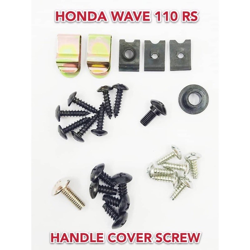 HONDA WAVE110 RS W110 HANDLE COVER SET SCREW CLIP BOLT RUBBER GETAH SET ...