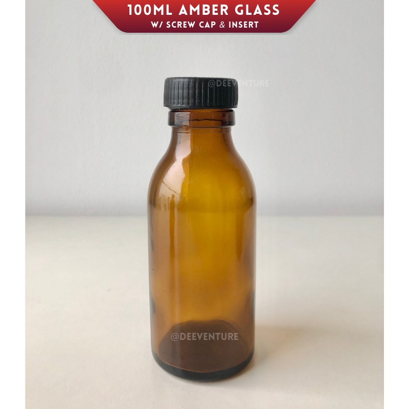 (100ml) Amber Glass Bottle/ Mini Sampling Glass with Cap and Insert ...