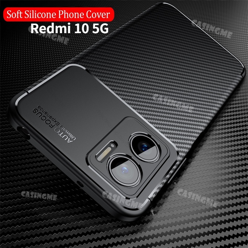 For Redmi 10 5G Casing Slim Matte Soft Carbon Fiber Silicone TPU Case ...