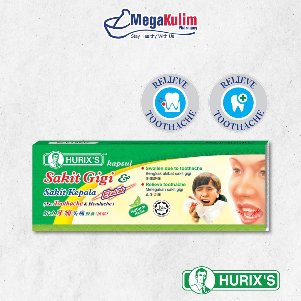 Hurix's Sakit Gigi & Kepala Capsule (6's) | Shopee Malaysia