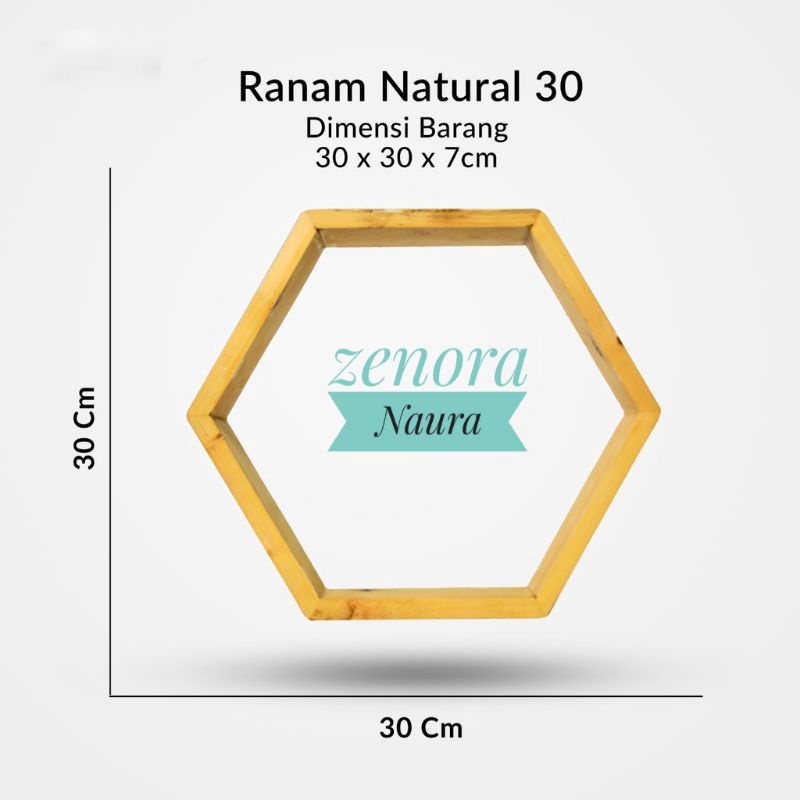 KAYU Hexagonal SHELF 30 cm Minimalist Wooden Hexagon Wall Shelf Natural ...