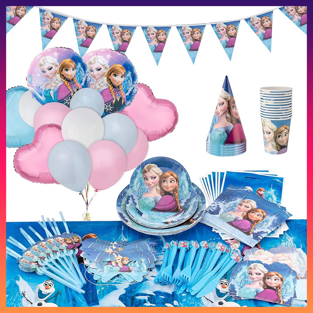 Frozen theme party decorations disposable ware | Shopee Malaysia