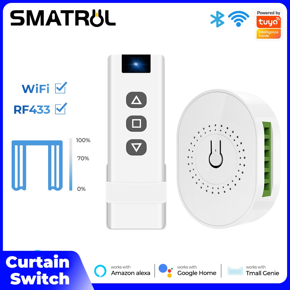 SMATRUL Tuya Mini Smart Life WiFi RF433 Blind Curtain Switch Module ...