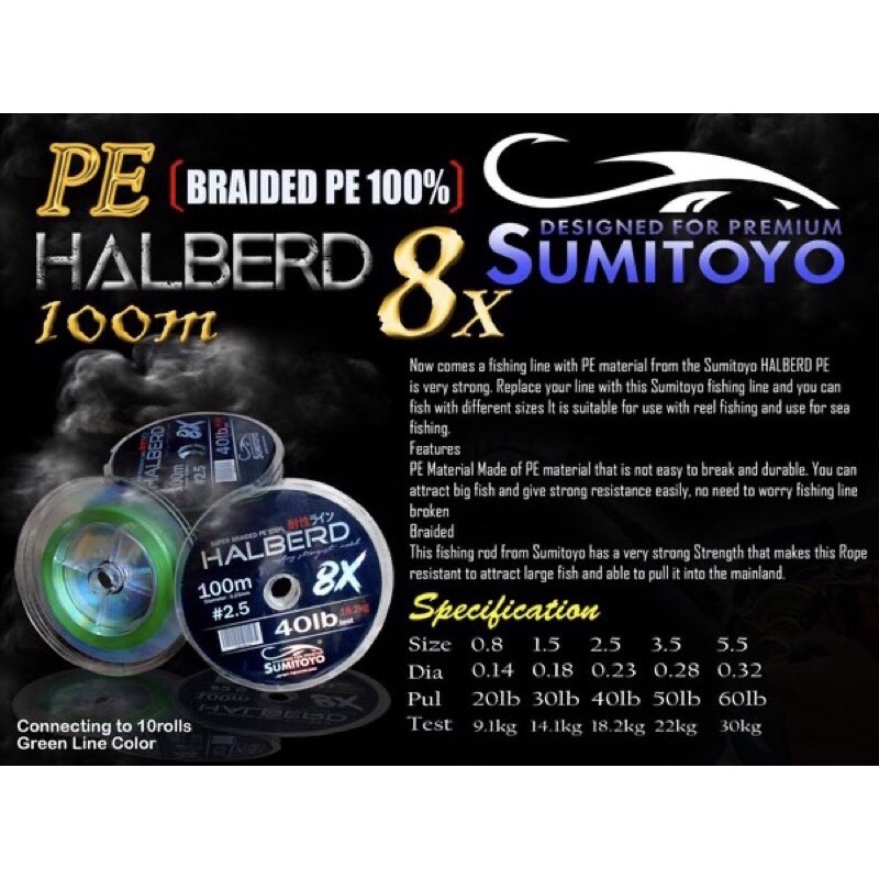 SOP OFFER TALI BENANG SUMITOYO HALBERD X8 100M BRAIDED LINE TALI BENANG ...