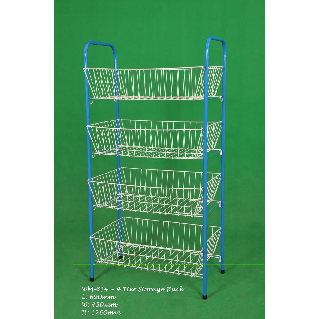 WM614 ~ 4 Tier Storage Rack/ Rak Besi 4 tingkat/Metal Rack | Shopee ...