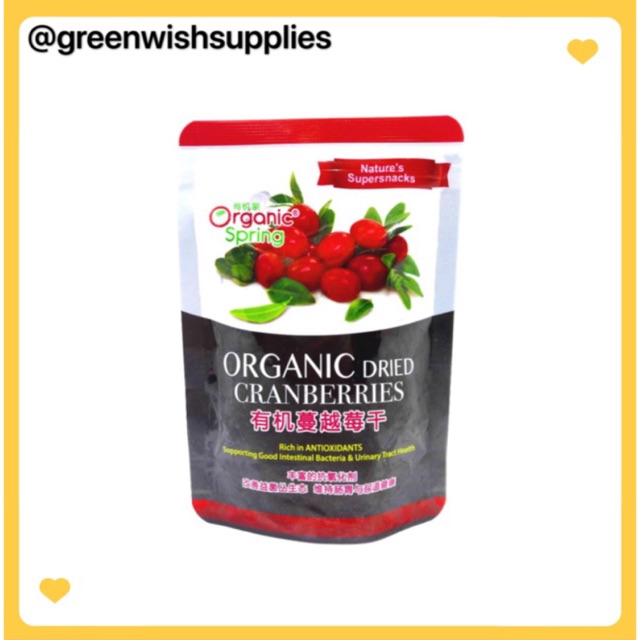 ORGANIC SPRING - Organic Dried Cranberries 有机蔓越莓干 (100g) Exp:12/2026 ...