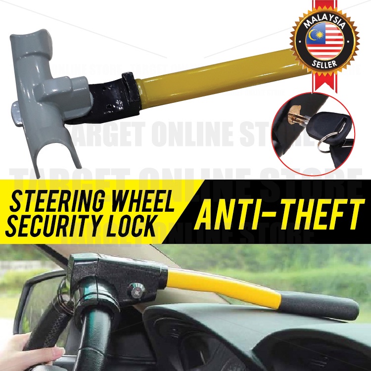 Universal T Shape Anti Theft Steering Wheel Lock Car Security Key Lock ...