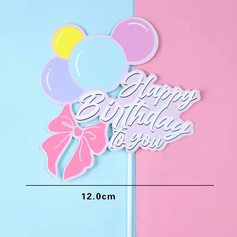[WAWA] Ballon rainbow happy birthday cake decoration topper ...