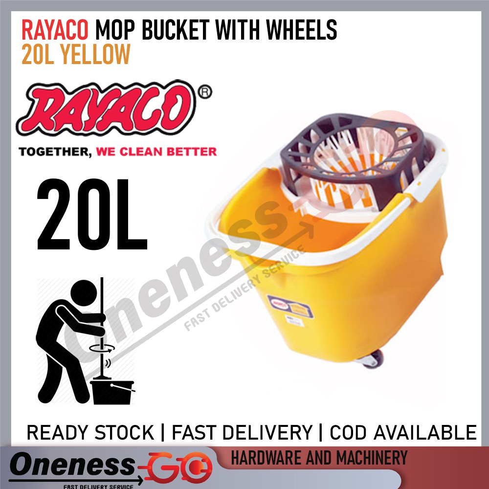''RAYACO'' MOP BUCKET W WHEELS -9540-1 -20 LITERS YELLOW | Shopee Malaysia