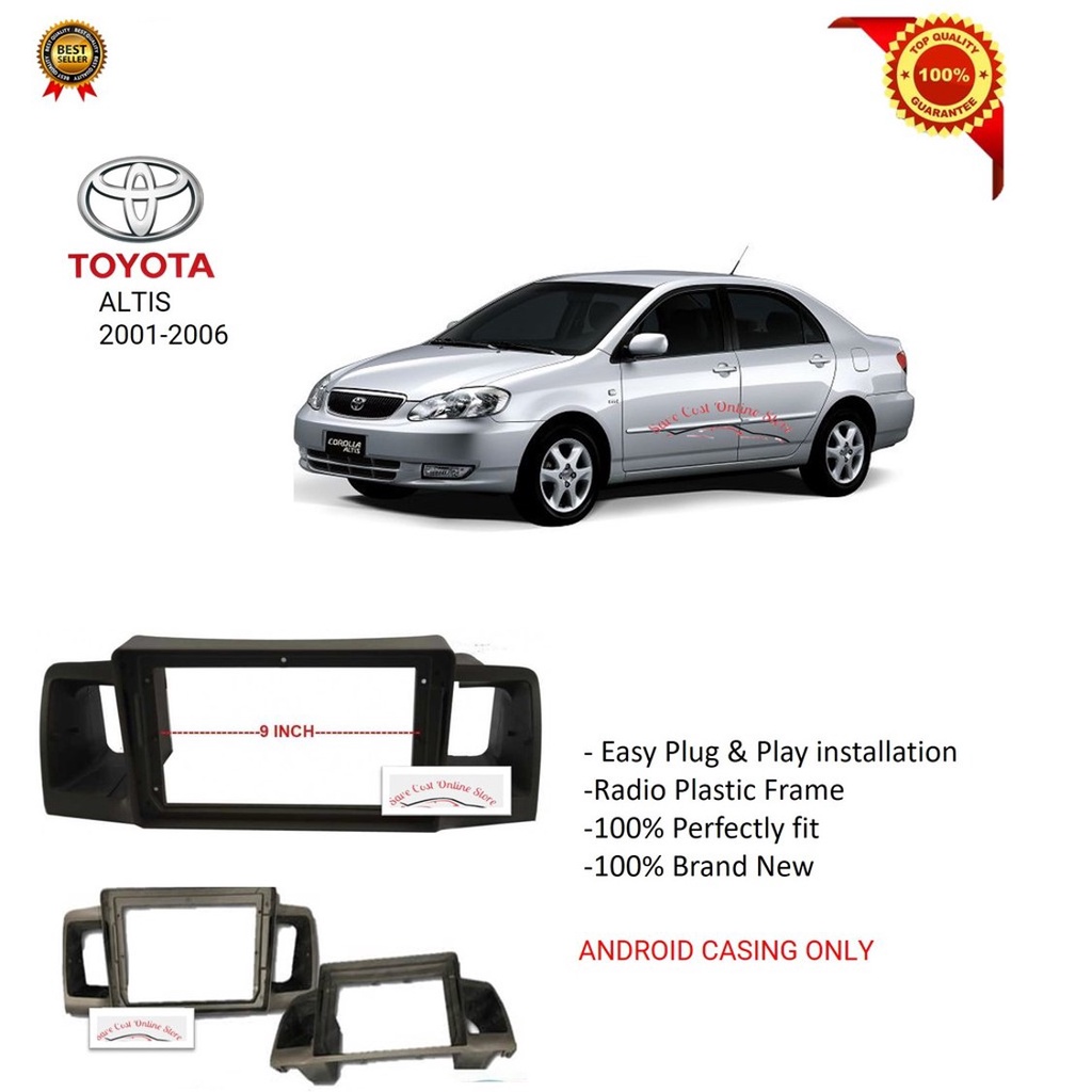 TOYOTA ALTIS 2001 - 2006 9 INCH ANDROID PLAYER CASING WITH SOCKET ...