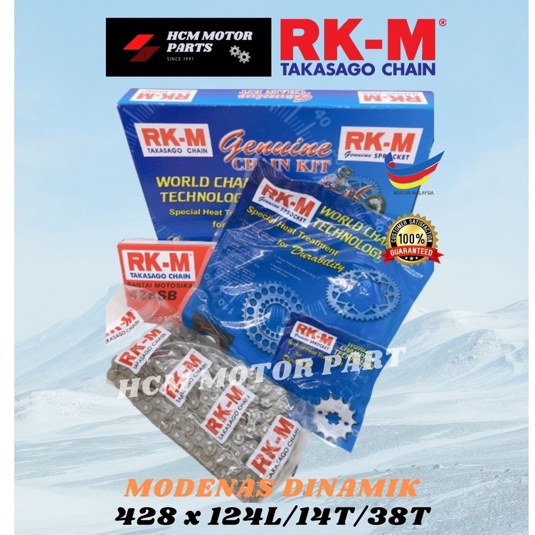 RKM CHAIN AND SPROCKET SET STEEL MODENAS DINAMIK/GT128 428x 124L/14T ...