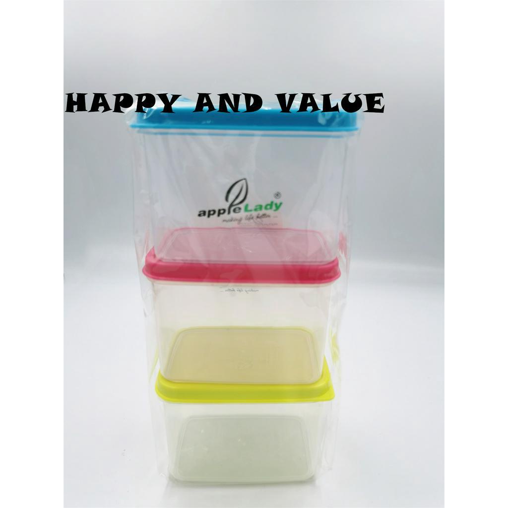 APPLE LADY 3pcs in 1set Rectangle Mini Container (L) 方形迷你罐 JT4013 ...