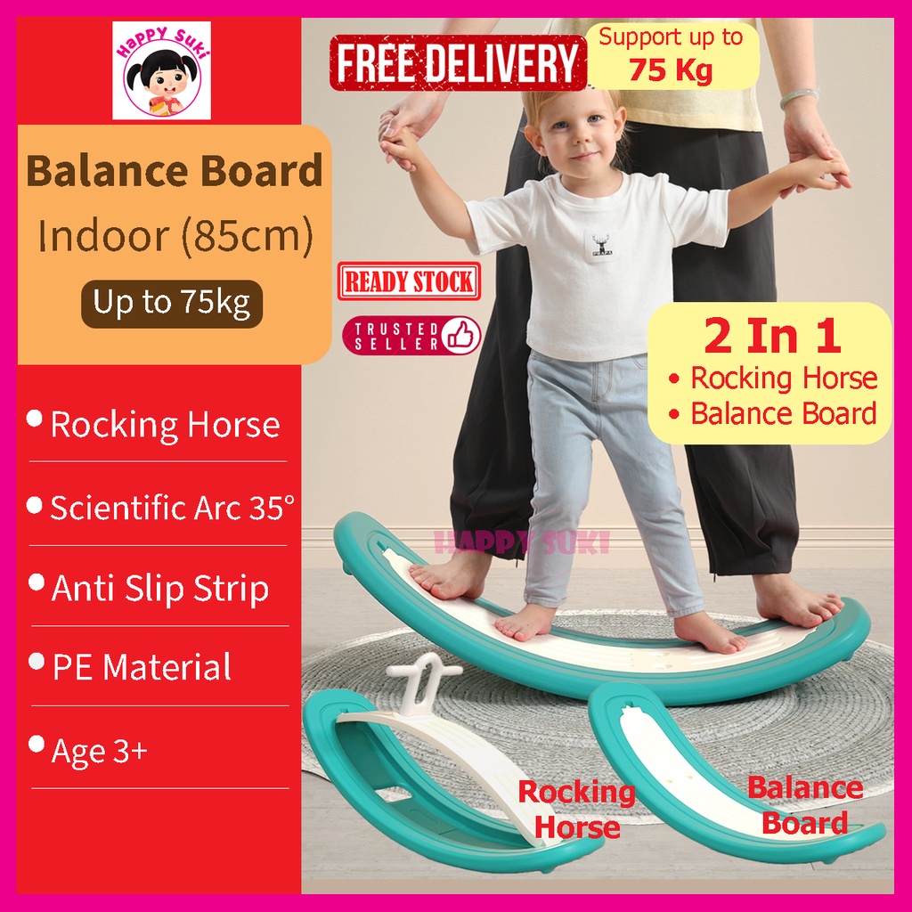 [SUKI] Indoor 2 in 1 Balance Board & Rocking Horse Kid Size 85cm ...